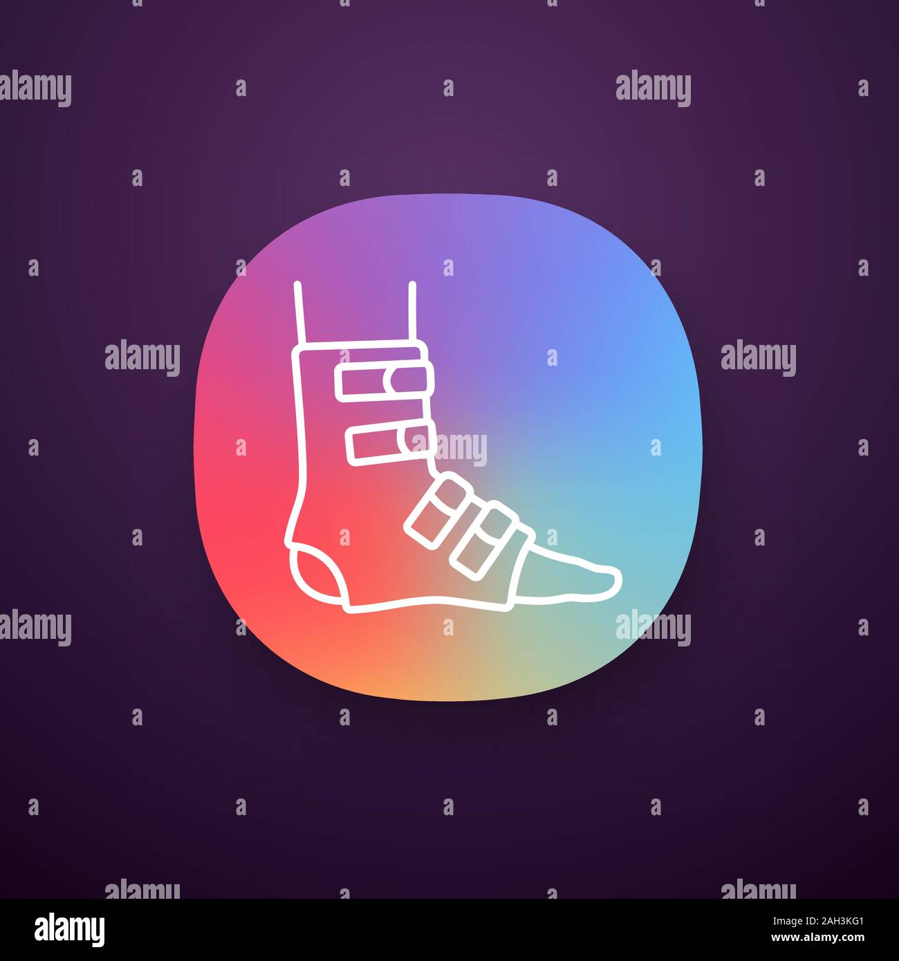 Foot ankle brace app icon. Foot orthosis. Leg brace. Adjustable ankle ...