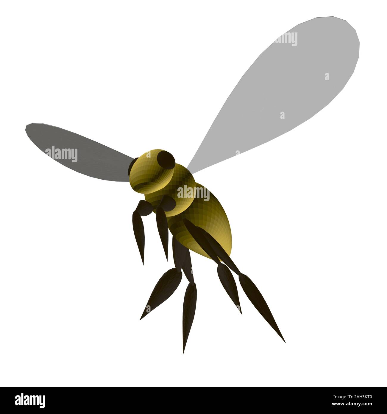 Polygonal yellow bee isolated on a white background. View isometric. 3D ...