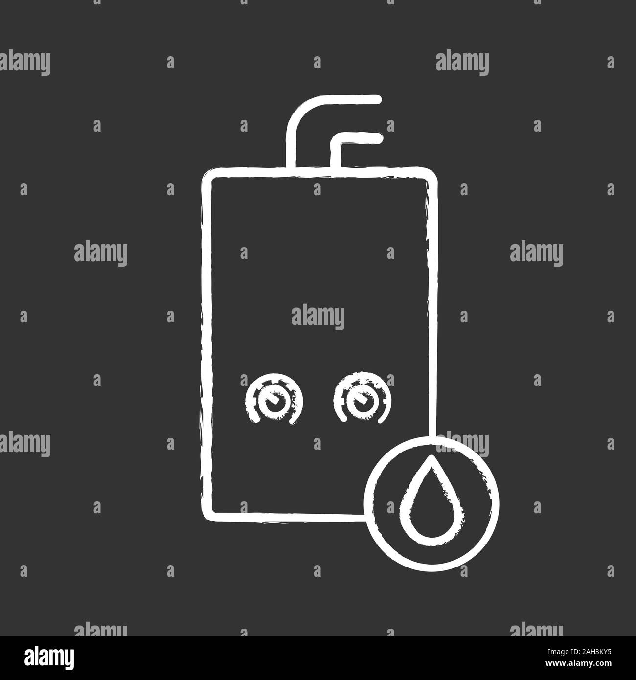 Gas water heater chalk icon. Heating water. Home boiler. Isolated ...