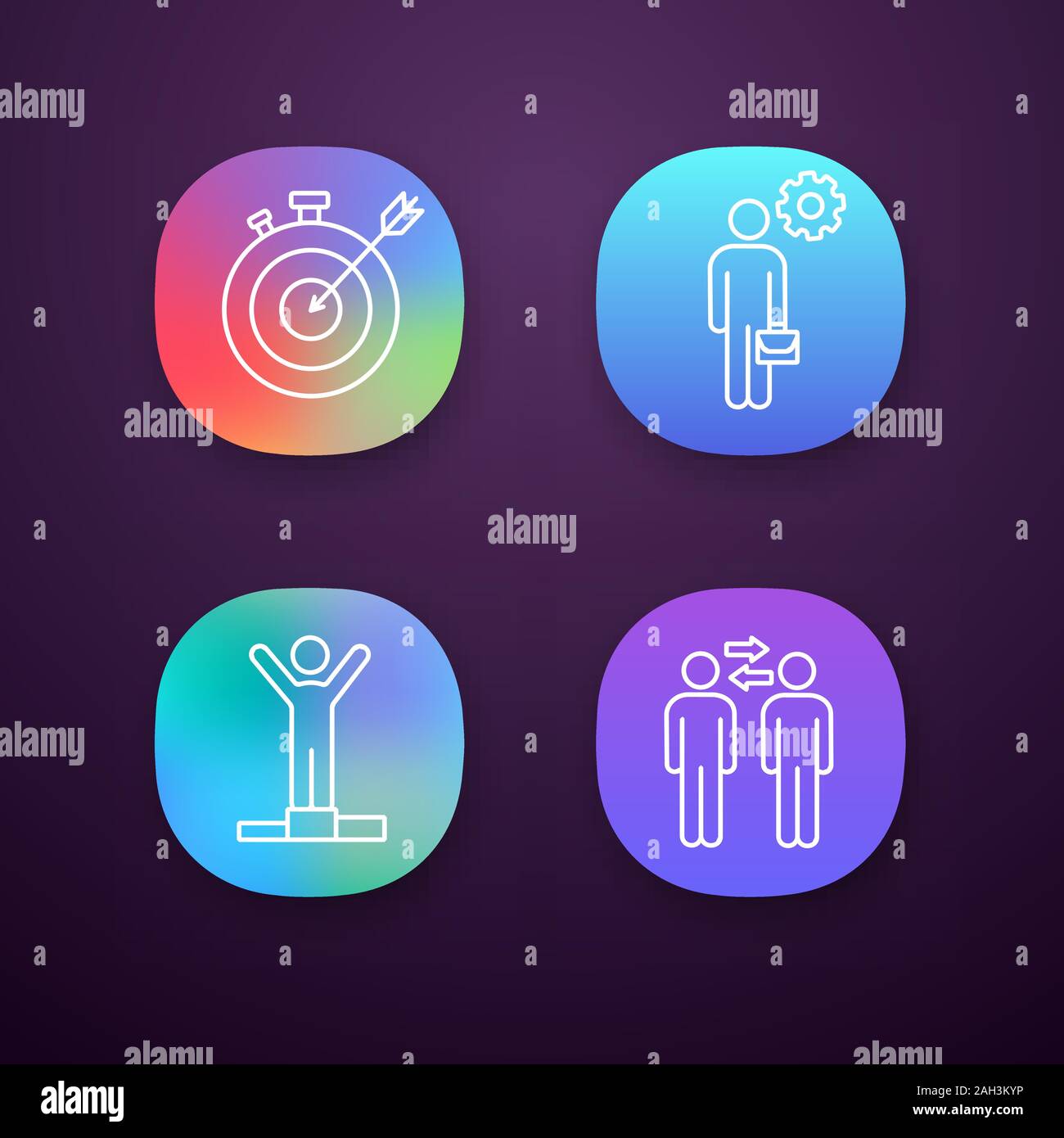Business management app icons set. UI/UX user interface. Smart goal ...