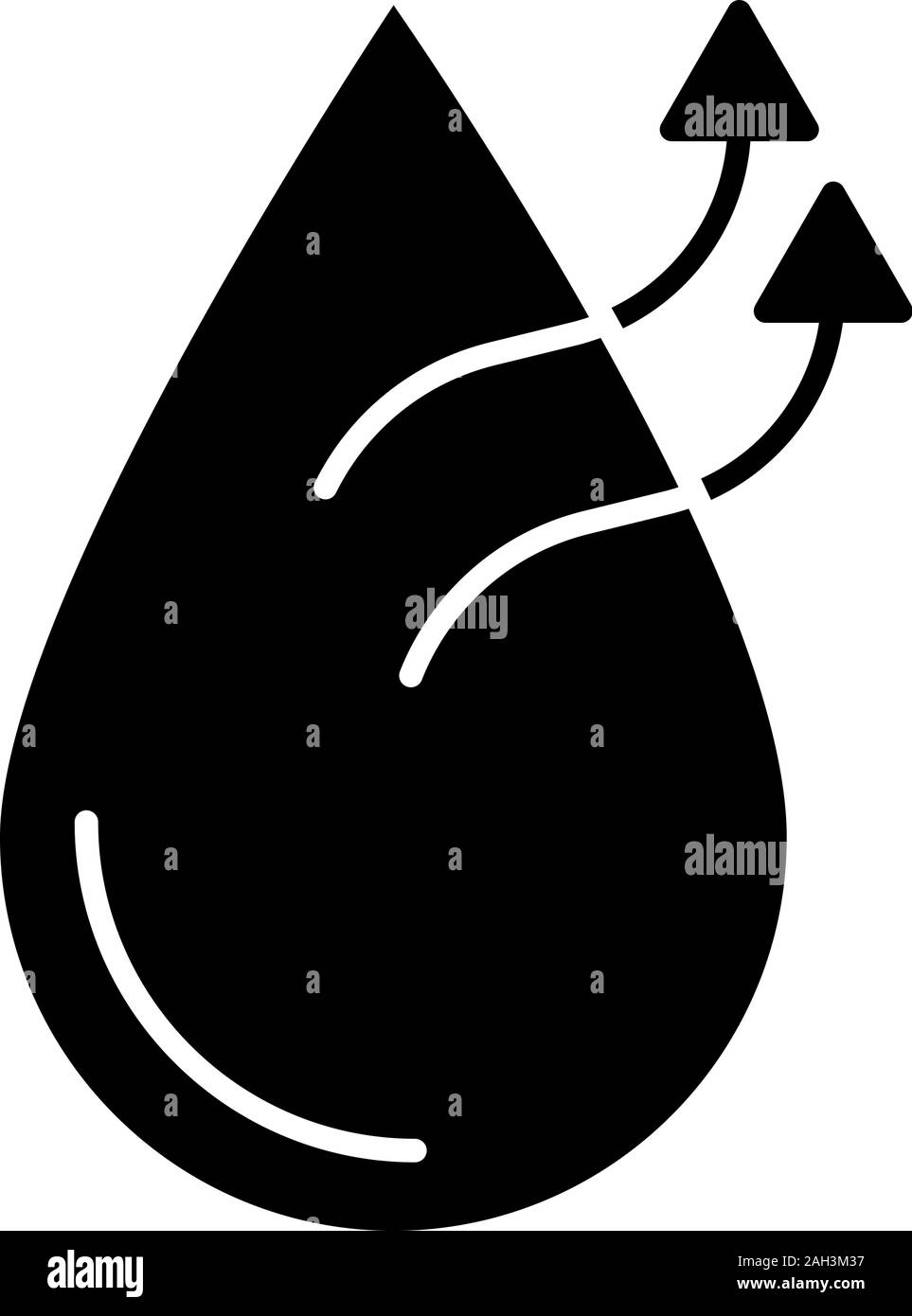 Air humidification conditioner function glyph icon. Water evaporation ...