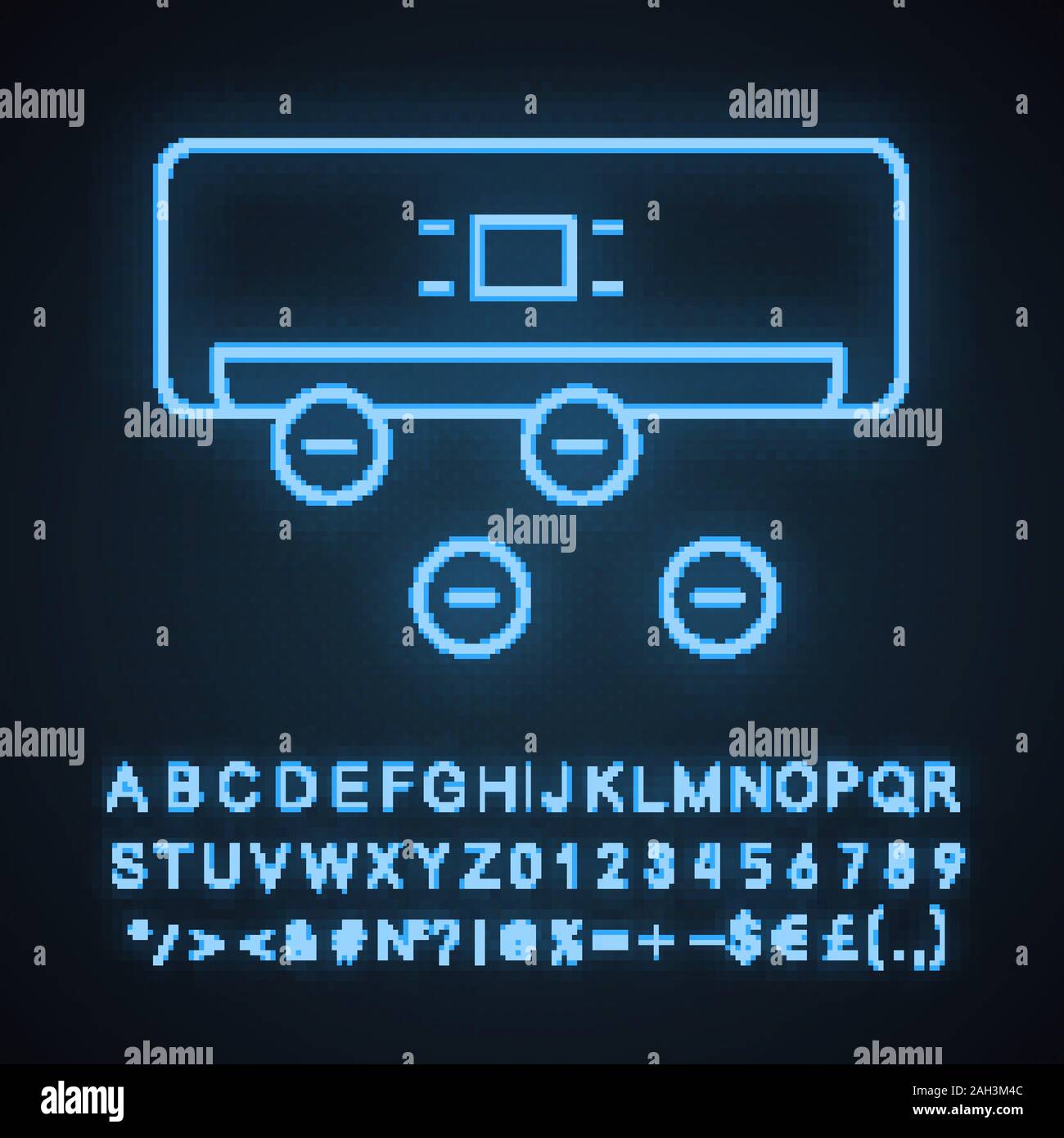 Air ionizer neon light icon. Ionization. Air conditioner with ions ...