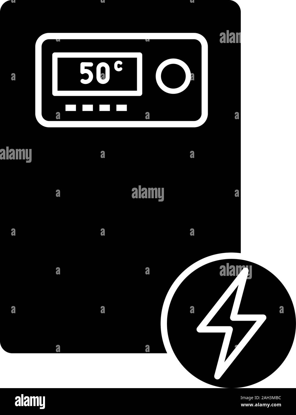 Electric heating boiler glyph icon. Silhouette symbol. House central ...