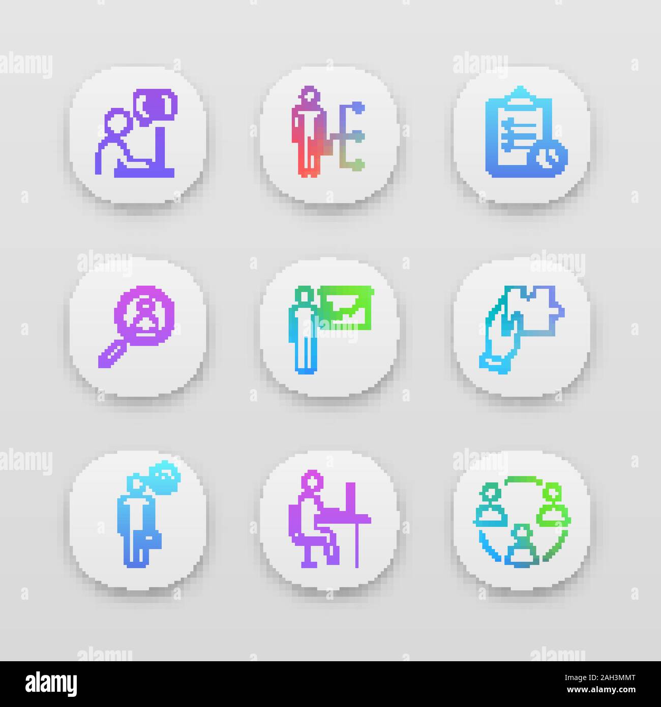 Business management app icons set. UI/UX user interface. Technical chat ...