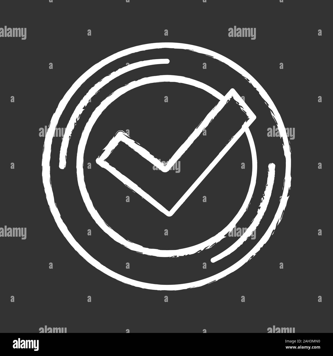 Checkmark chalk icon. Successfully tested. Tick mark. Quality assurance ...