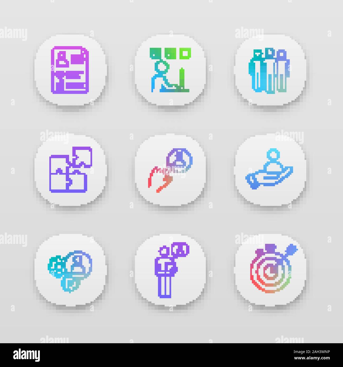 Business management app icons set. UI/UX user interface. Resume, task ...