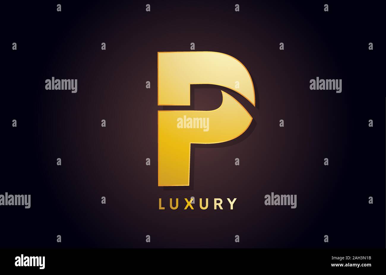 golden P luxury alphabet letter logo design icon for company business ...