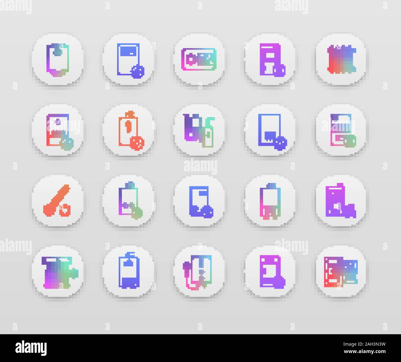 Heating App Icons Set Uiux Interface Boilers Radiators Thermostat