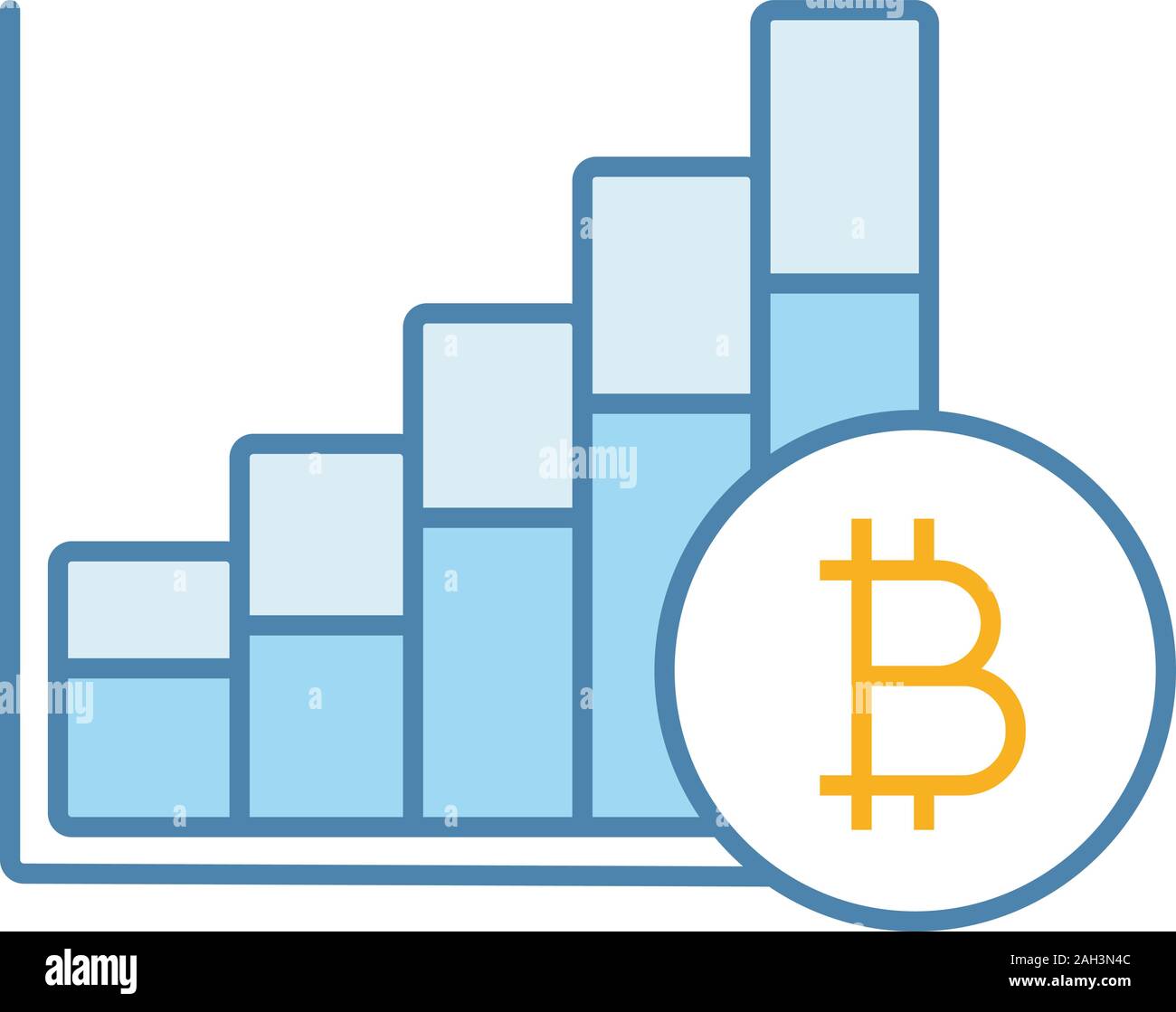 Bitcoin market growth chart color icon. Cryptocurrency prices rising ...