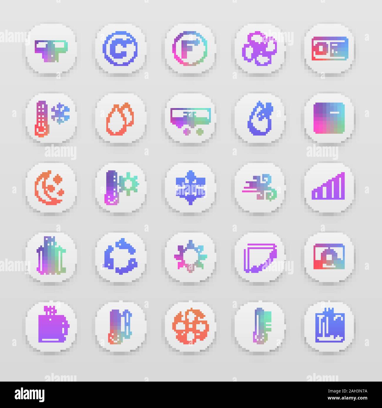 Air conditioning app icons set. UI/UX user interface. Air heating ...