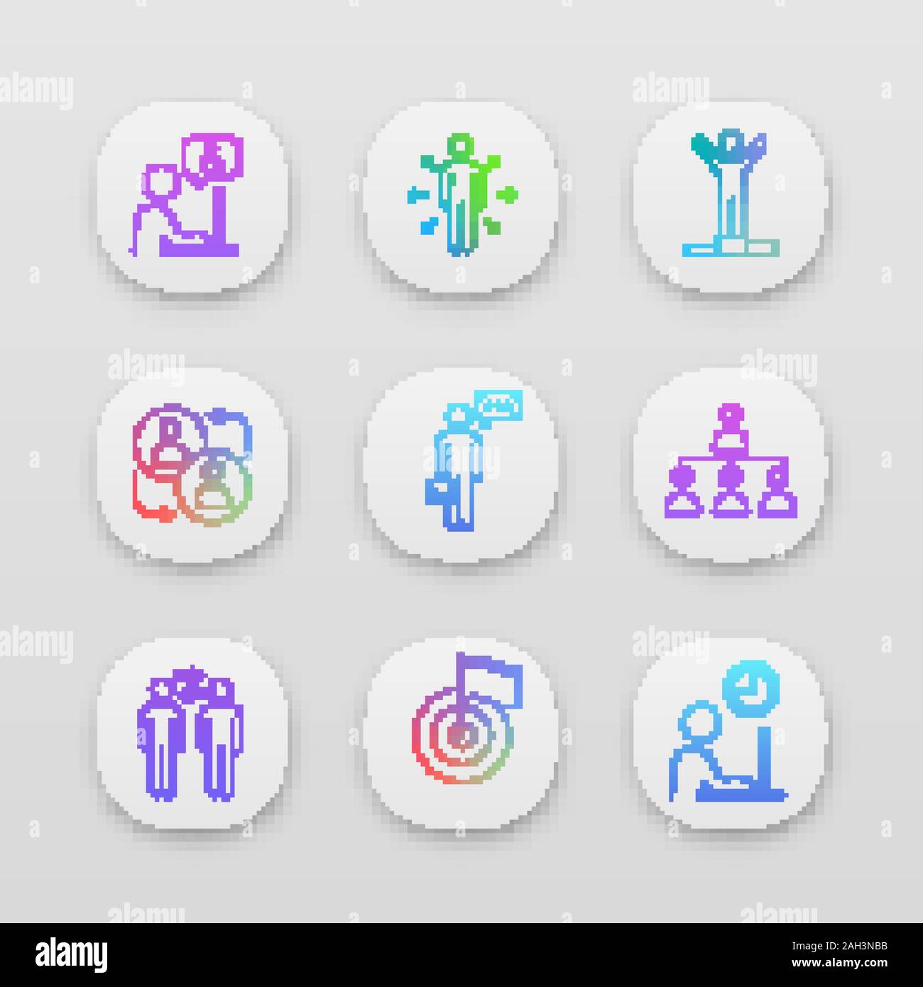 Business management app icons set. UI/UX user interface. Chatting ...