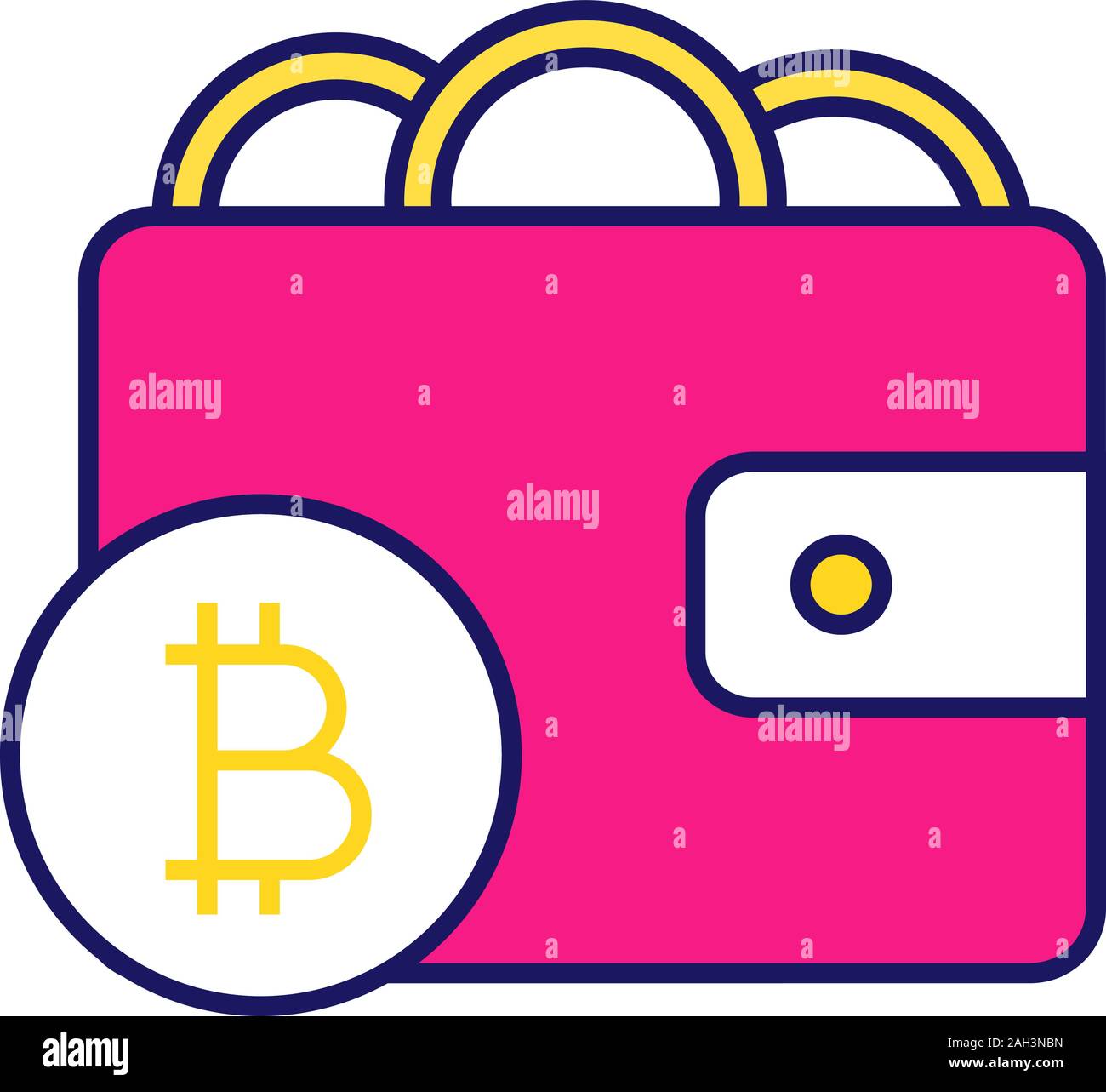 Bitcoin wallet color icon. Digital money. E-payment. Online banking ...