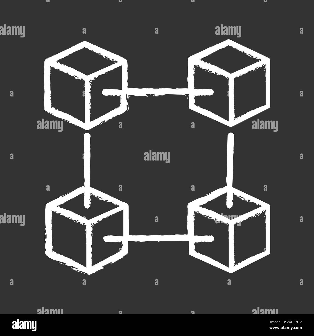 Blockchain technology chalk icon. Big data. Cryptocurrency. Fintech. E ...