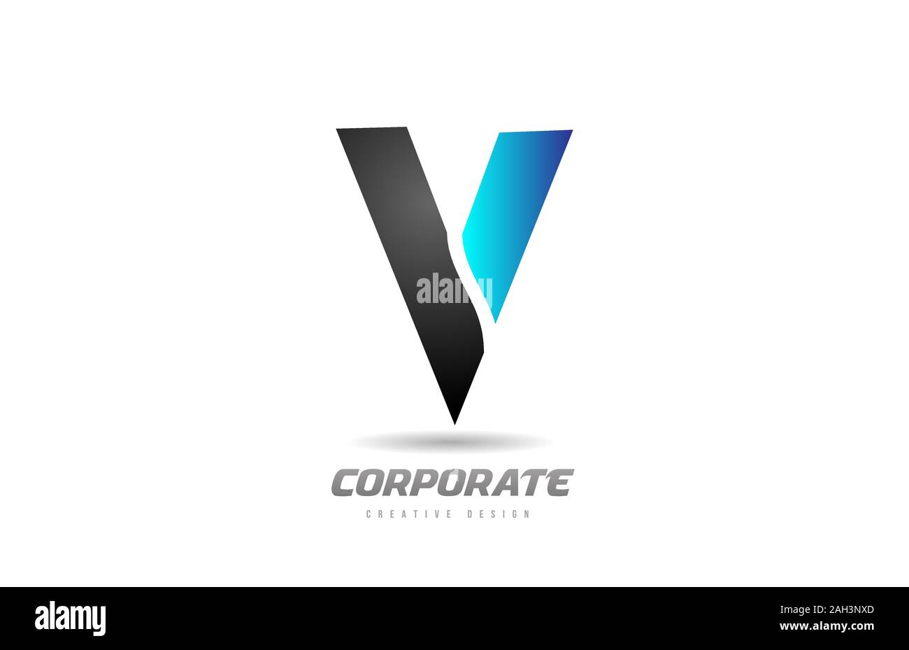 blue black alphabet letter V logo icon design for business. Suitable ...