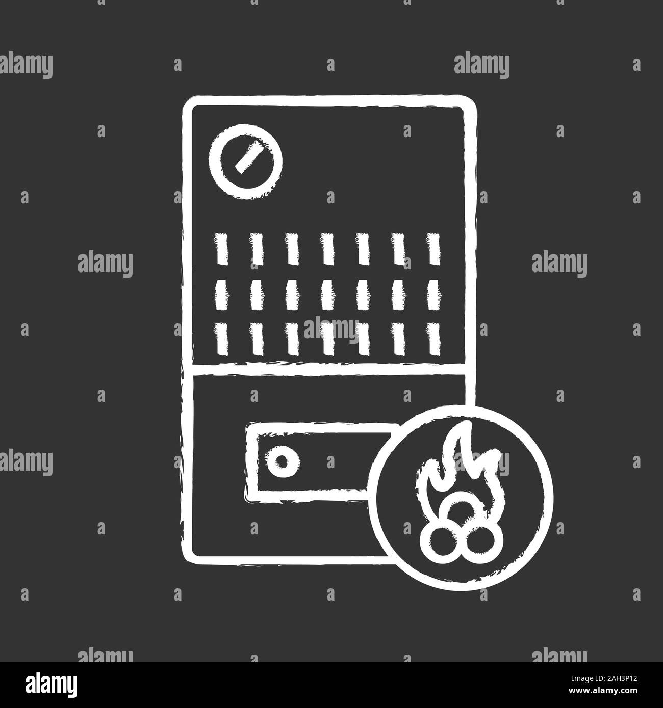 Solid fuel boiler chalk icon. House central heater. Firewood boiler ...