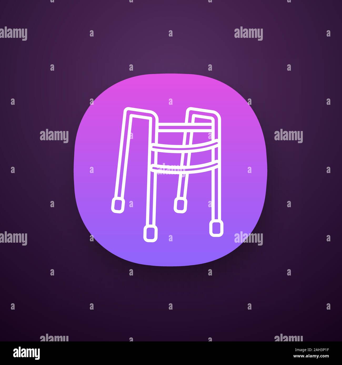 Walker app icon. Walking frame. Mobility aid. Handicap equipment. UI/UX ...