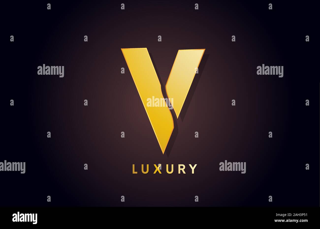 golden V luxury alphabet letter logo design icon for company business ...