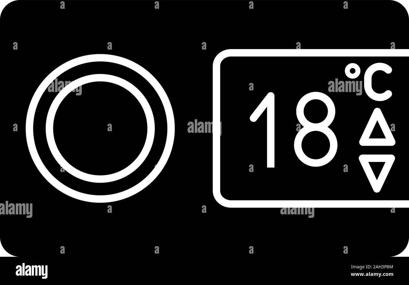 Digital thermostat glyph icon. Silhouette symbol. Climate control ...