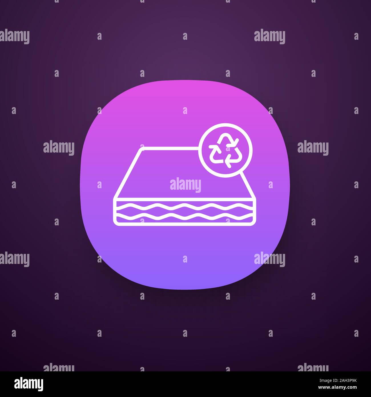 Ecological mattress recycling app icon. Recyclable and reusable eco ...