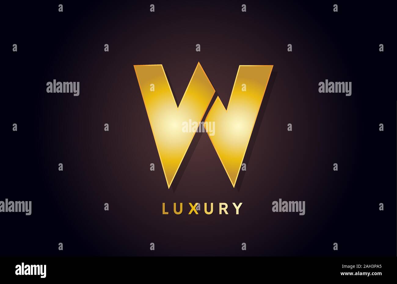 golden W luxury alphabet letter logo design icon for company business ...