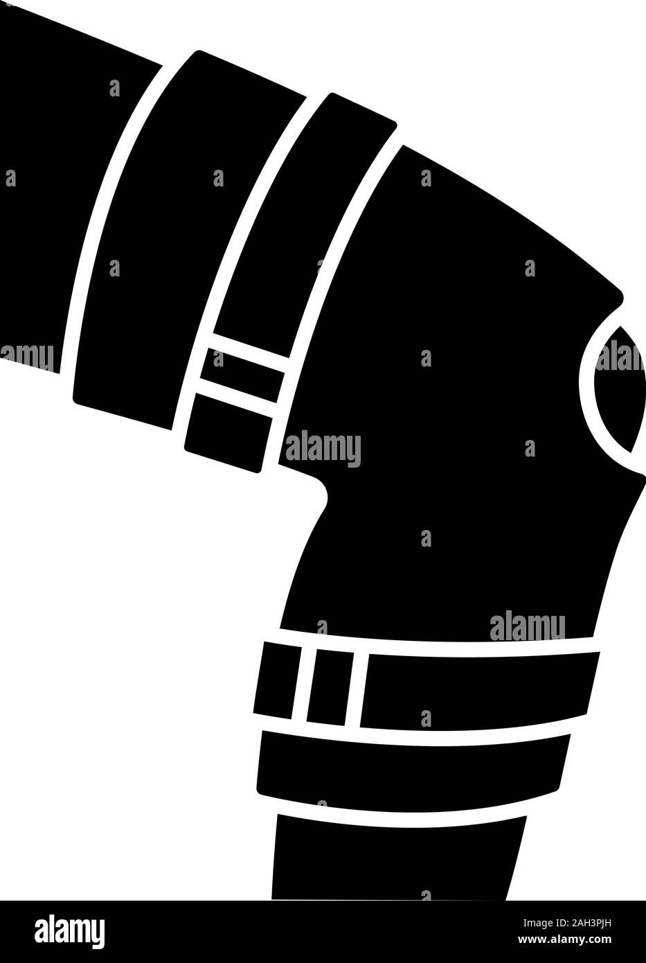 Knee brace glyph icon. Adjustable leg orthosis. Silhouette symbol ...