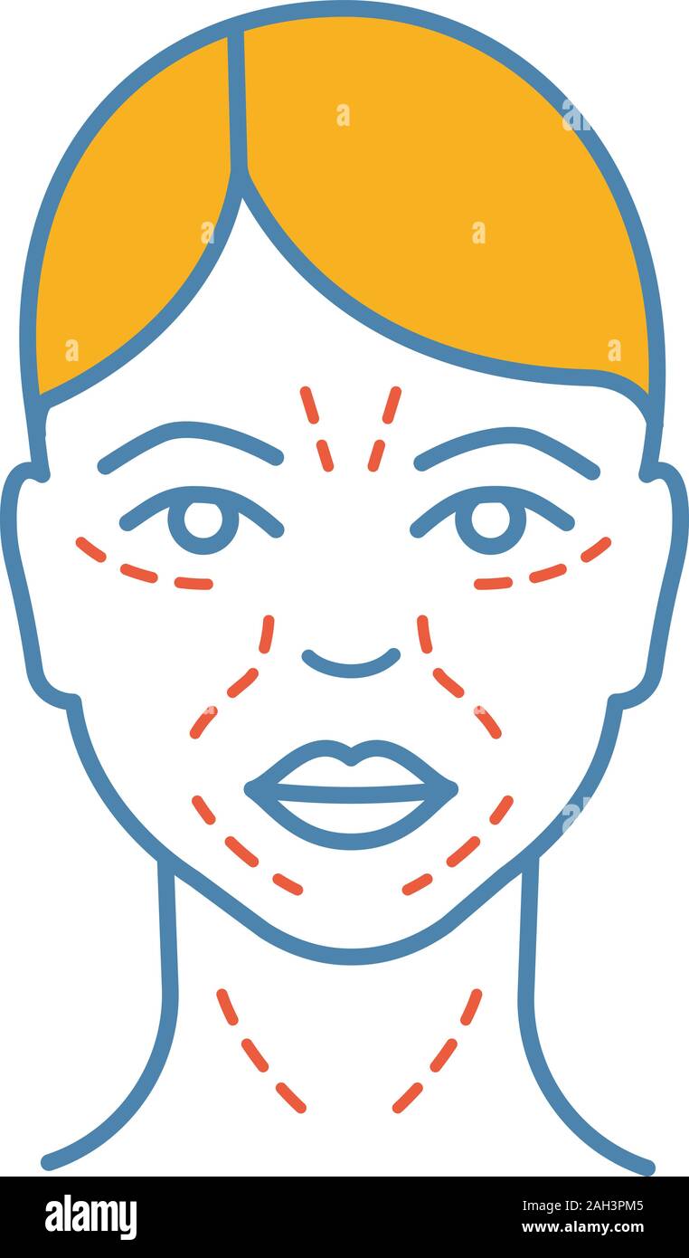 Mimic wrinkles color icon. Facial skin after thirty. Face ageing ...
