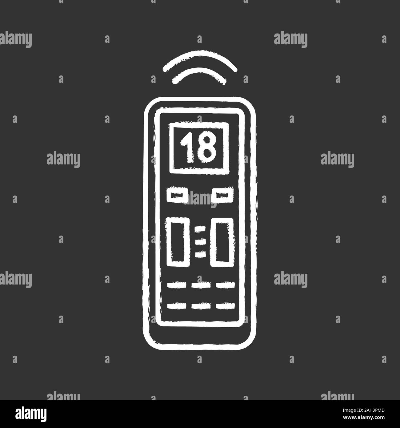Air conditioner remote control chalk icon. Isolated vector chalkboard ...