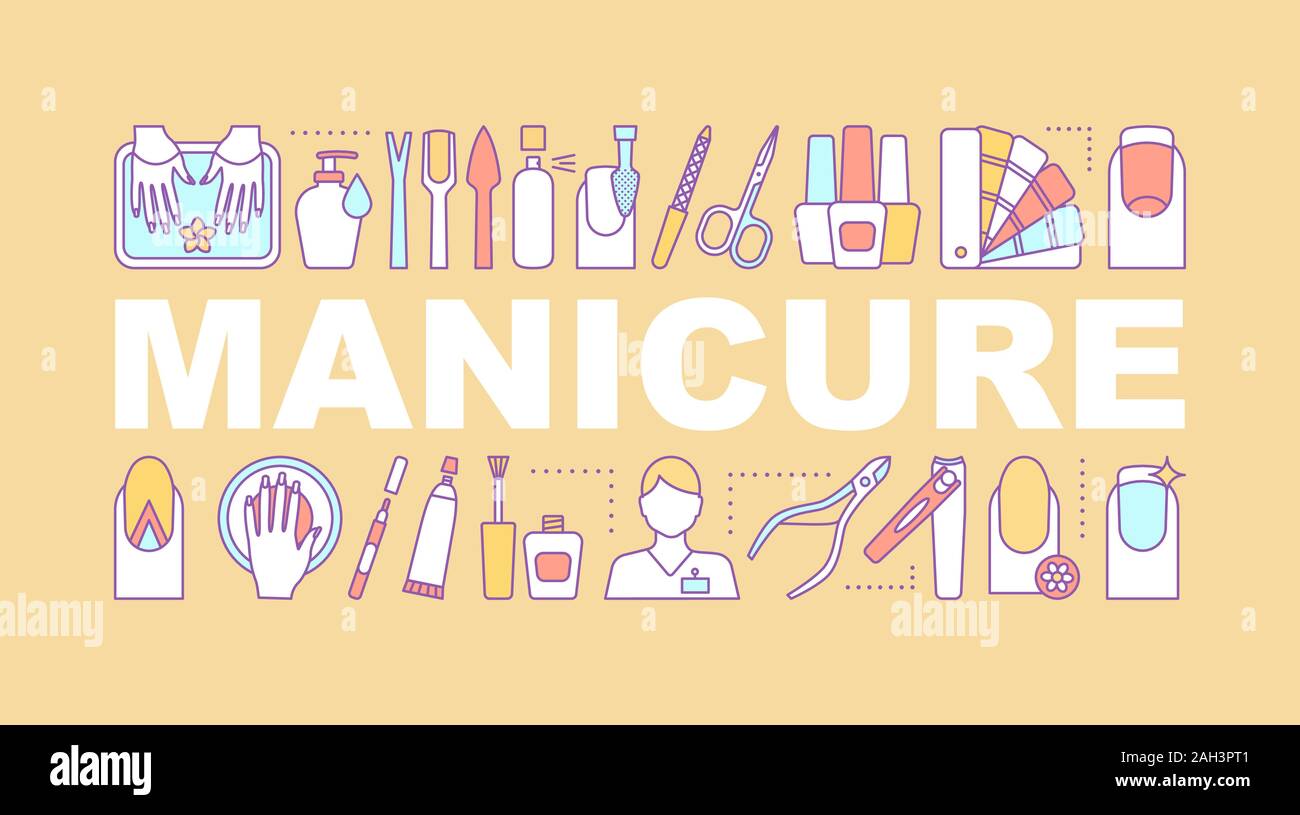 Manicure service word concepts banner. Nail salon. Isolated lettering ...