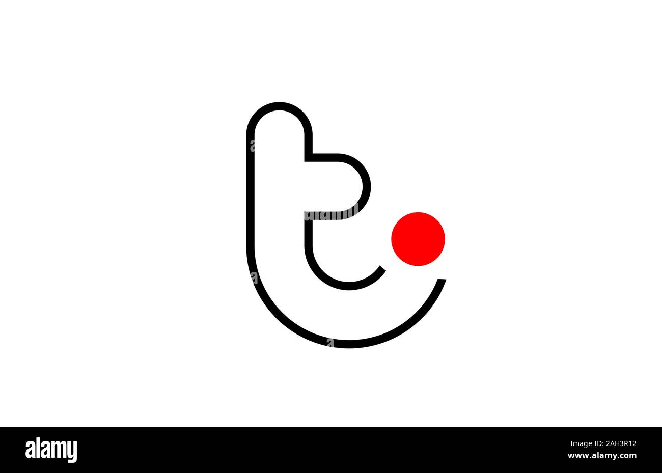 letter t logo alphabet design icon for business line in black and red ...
