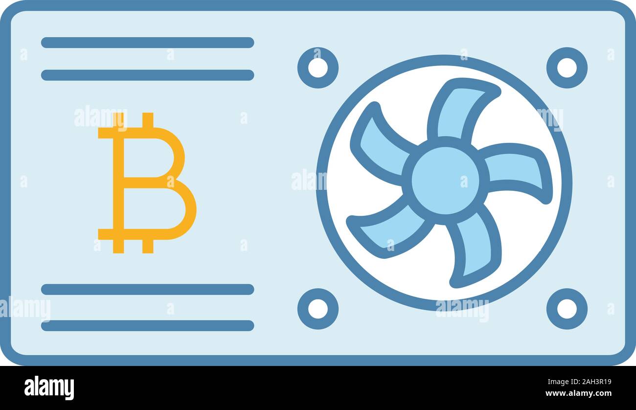Bitcoin mining graphic card color icon. Video card for crypto business ...