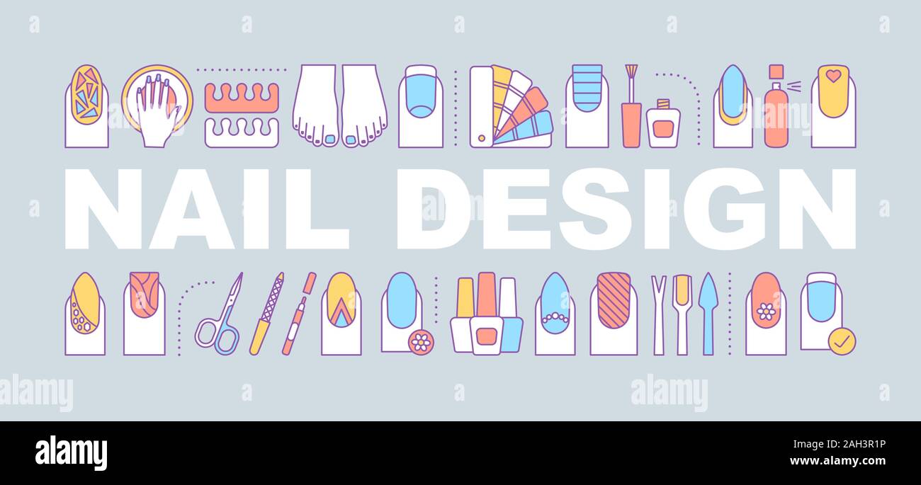 Nail design word concepts banner. Manicure, pedicure service. Nail ...