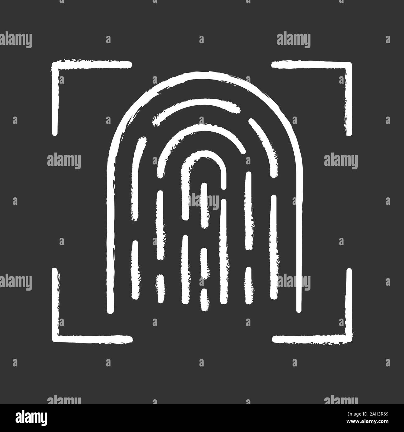 Fingerprint scanning chalk icon. Touch id. Biometric identification ...