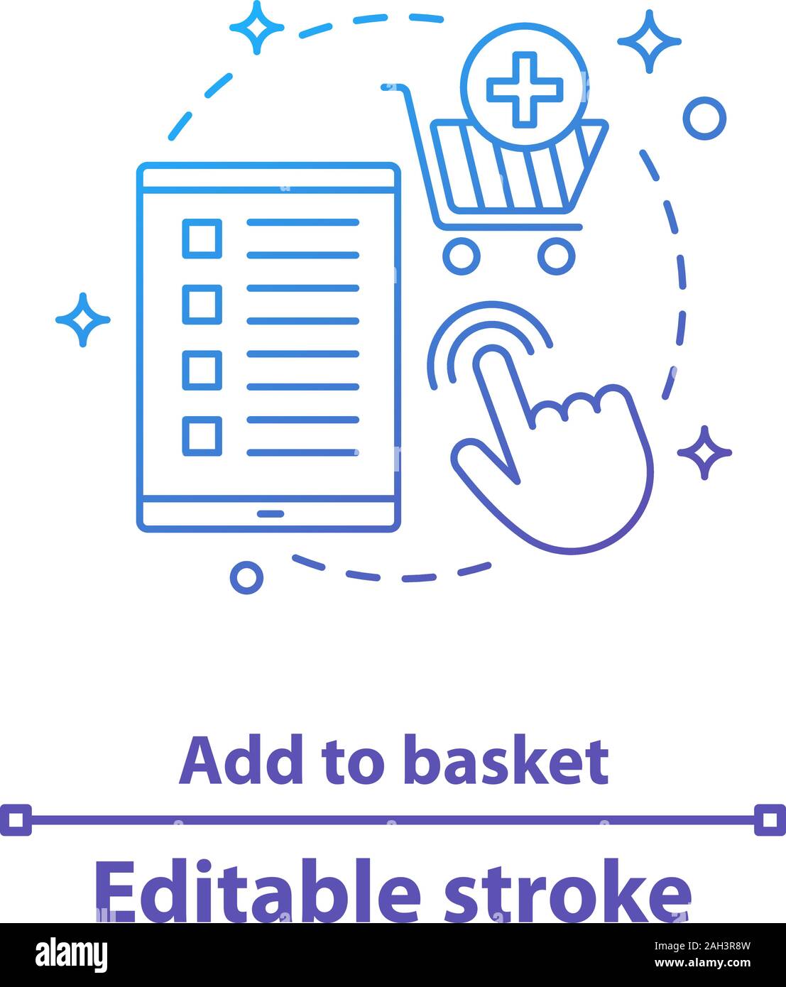 Add to basket concept icon. Online shopping. Digital purchase idea thin ...