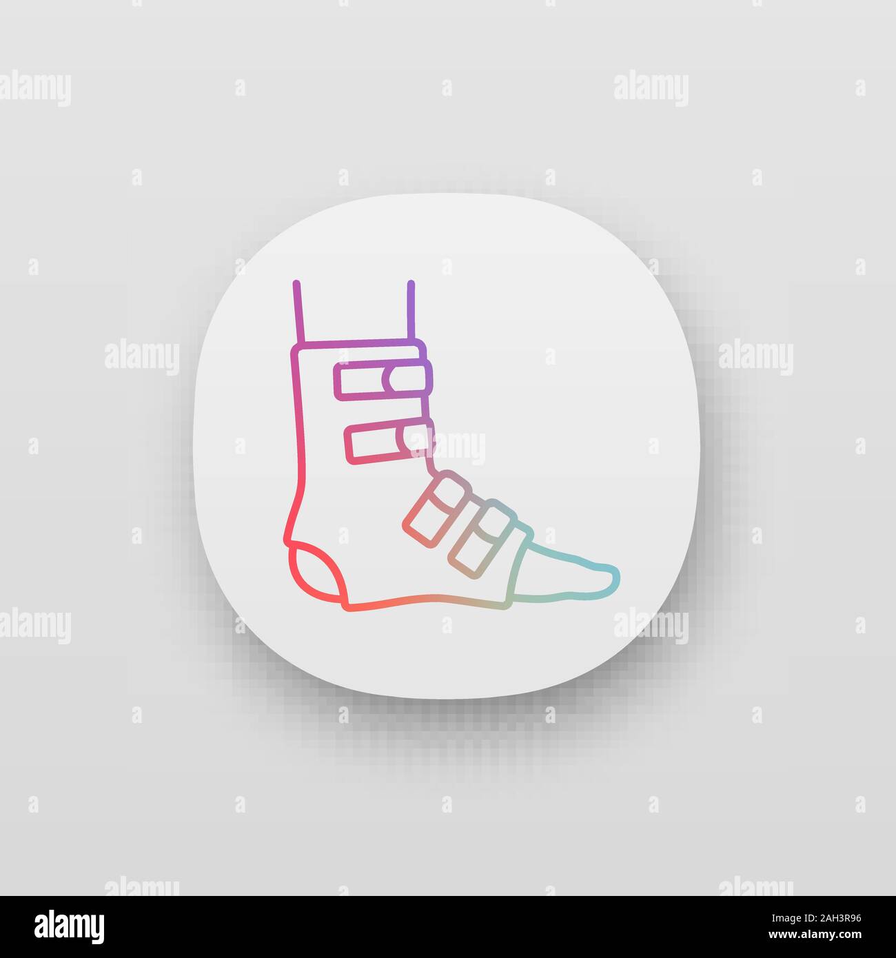 Foot ankle brace app icon. Foot orthosis. Leg brace. Adjustable ankle ...