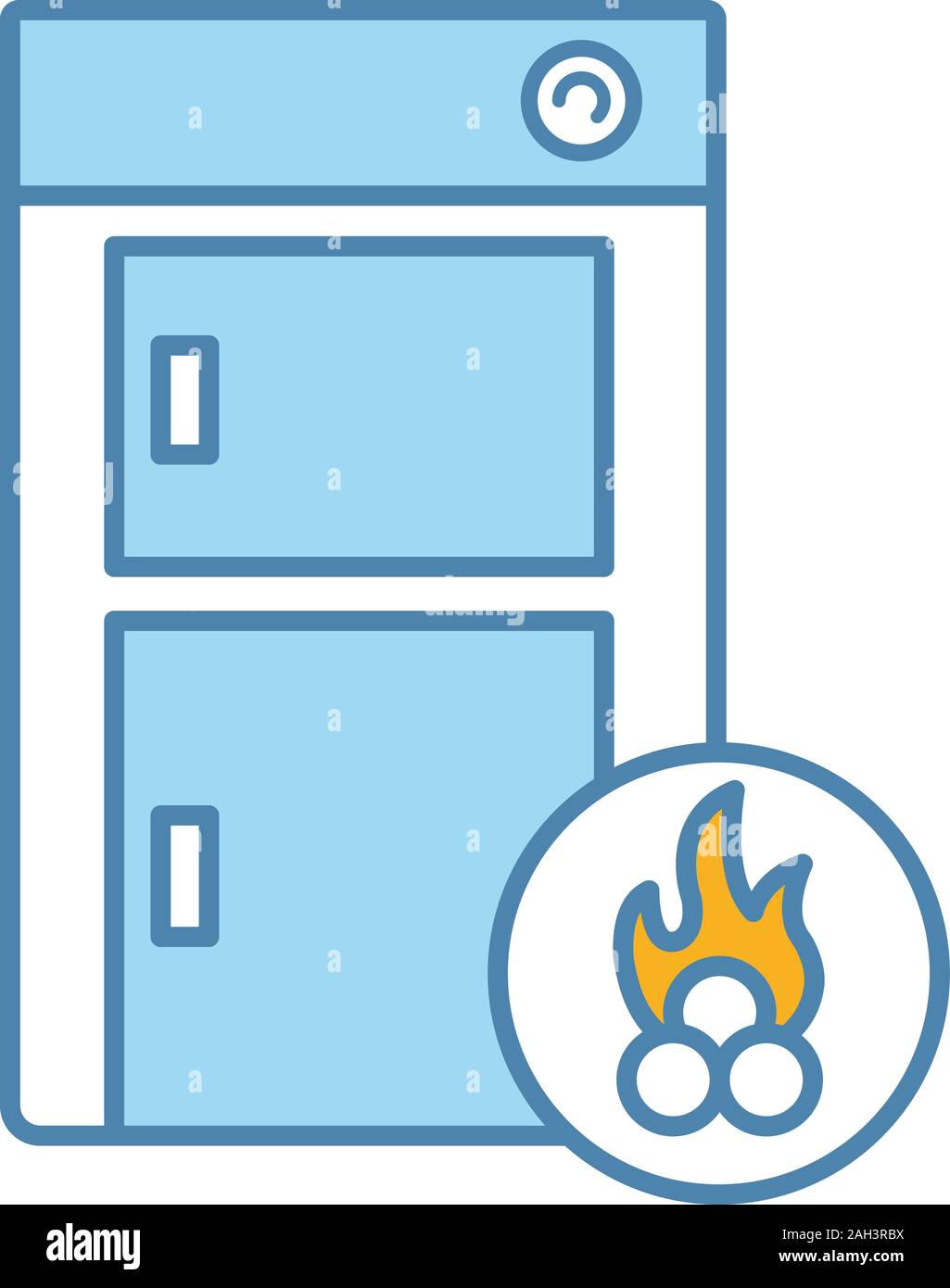 Solid fuel boiler color icon. House central heater. Firewood boiler ...