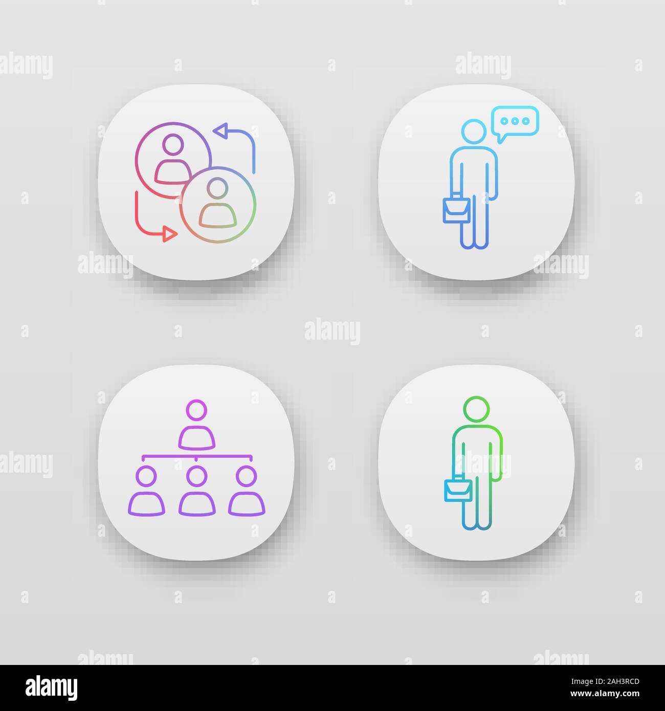Business management app icons set. UI/UX user interface. Partnership ...