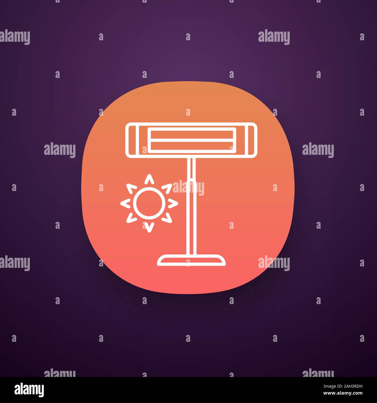 Infrared heater app icon. Pedestal electric heater. Household appliance ...