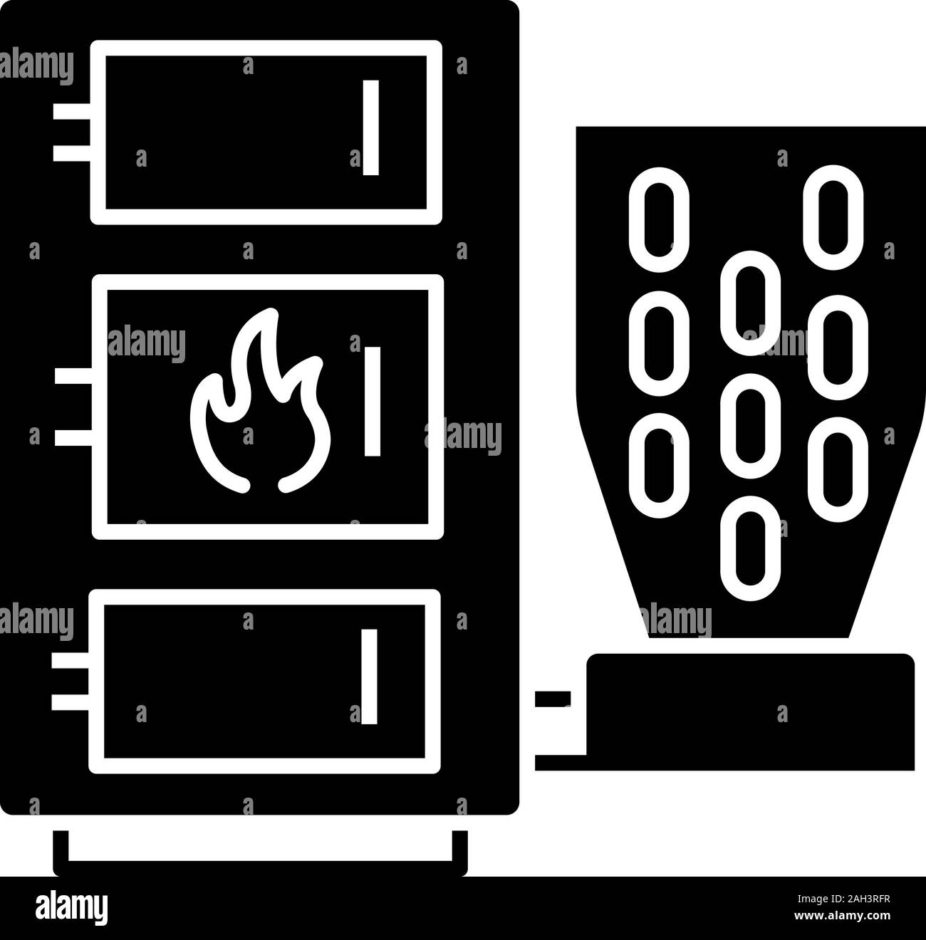 Pellet boiler glyph icon. Central heating system. Solid fuel boiler ...