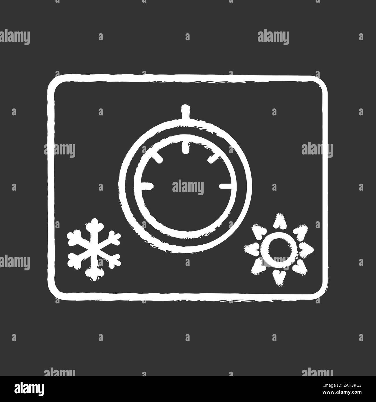 Climate control knob chalk icon. Car temperature regulation. Thermostat ...