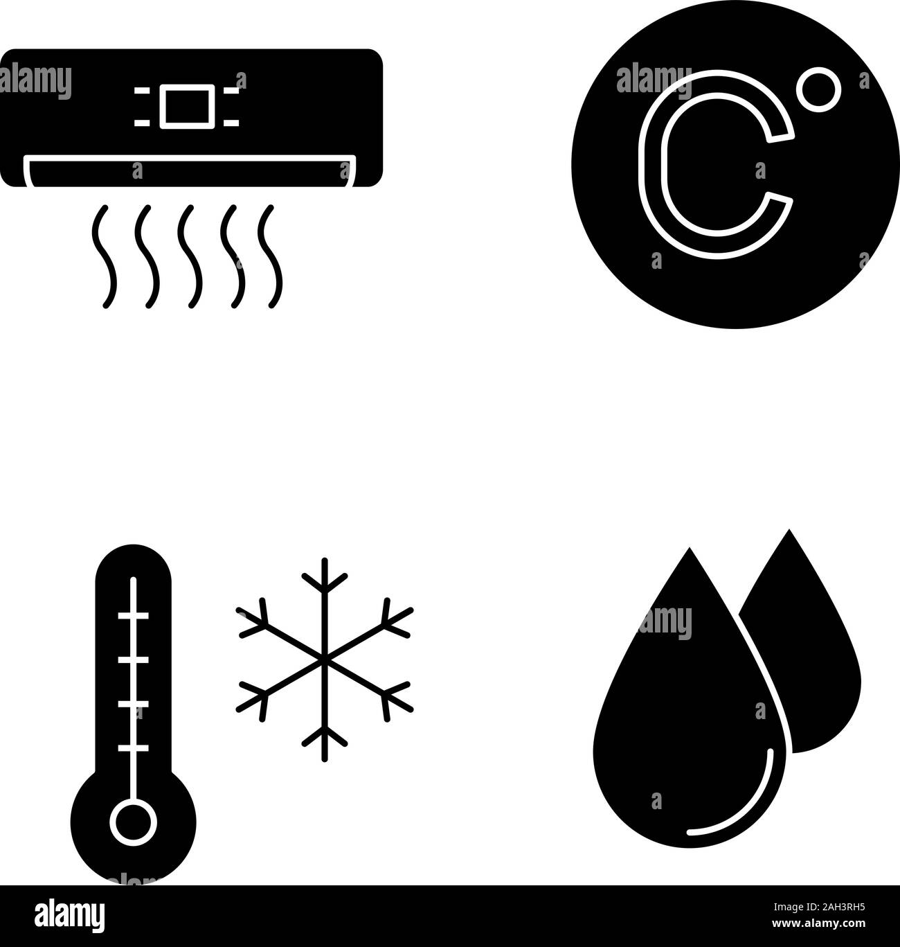 Air conditioning glyph icons set. Air conditioner, Celsius degree ...