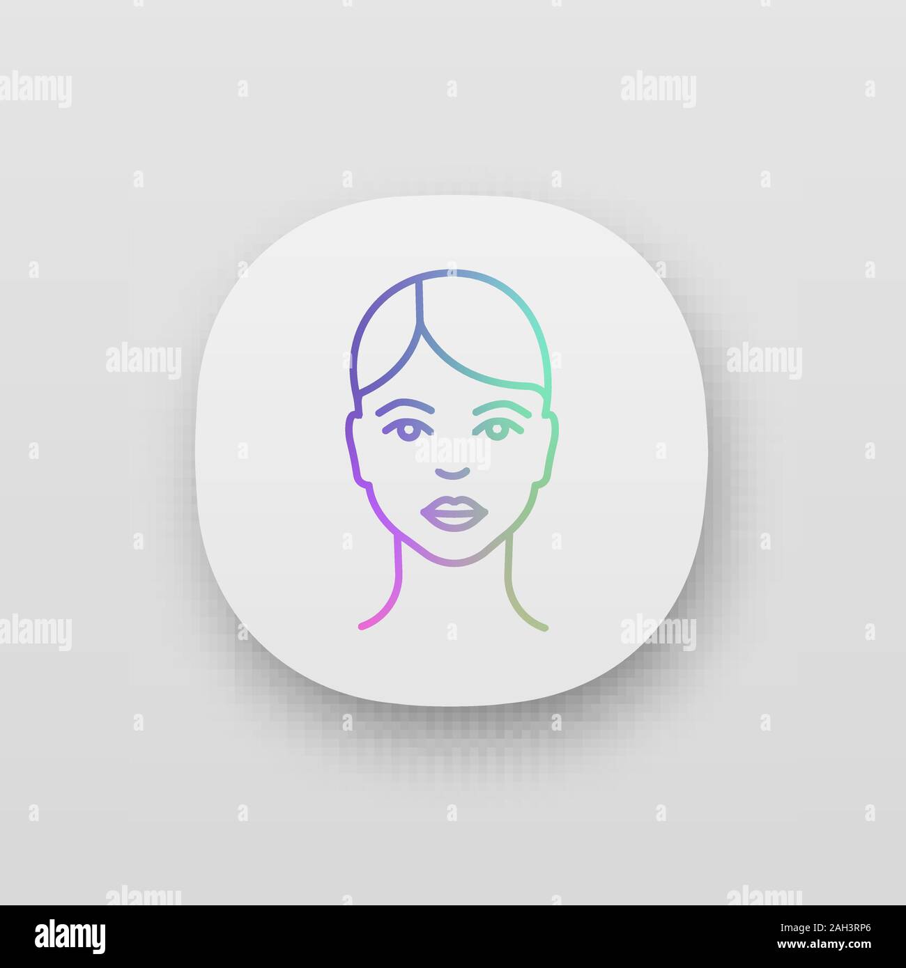 Woman face app icon. Young and healthy skin. Lady. User profile. Woman ...