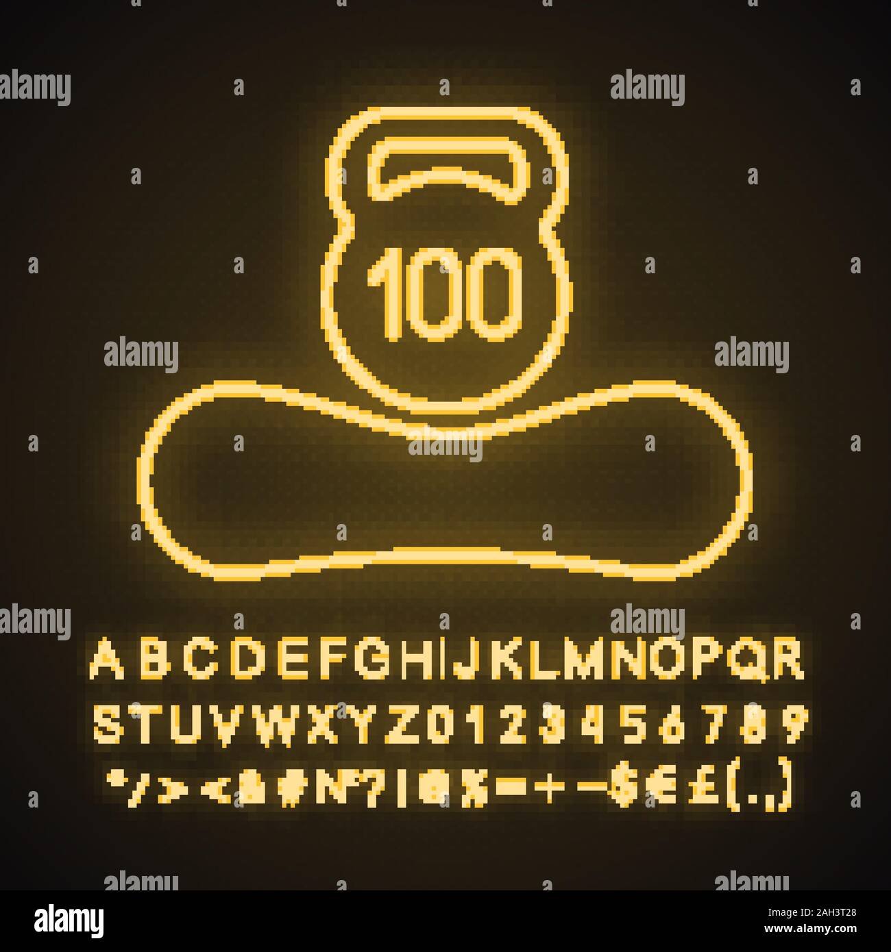 Maximum weight limit up to 100 kg neon light icon. Mattress weight ...