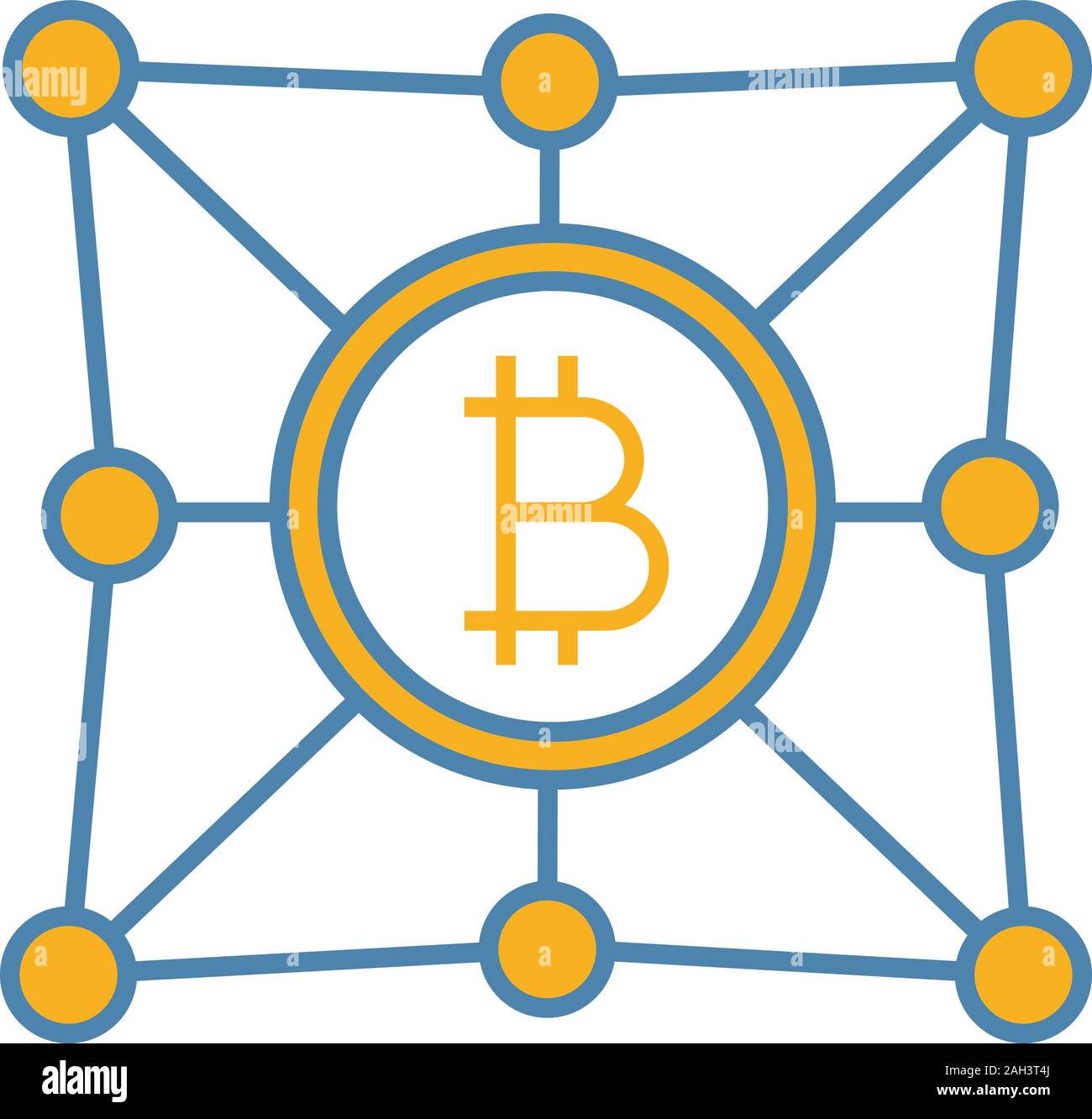 Blockchain network color icon. Bitcoin. Cryptocurrency. Digital money ...