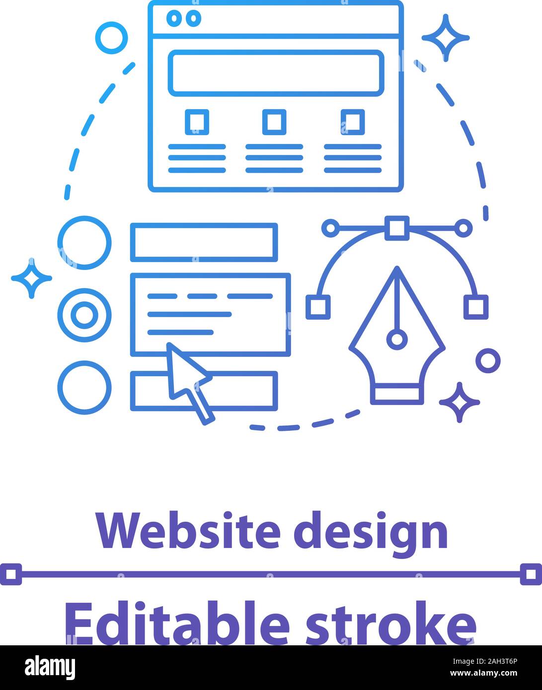 Website design concept icon. App development idea thin line ...
