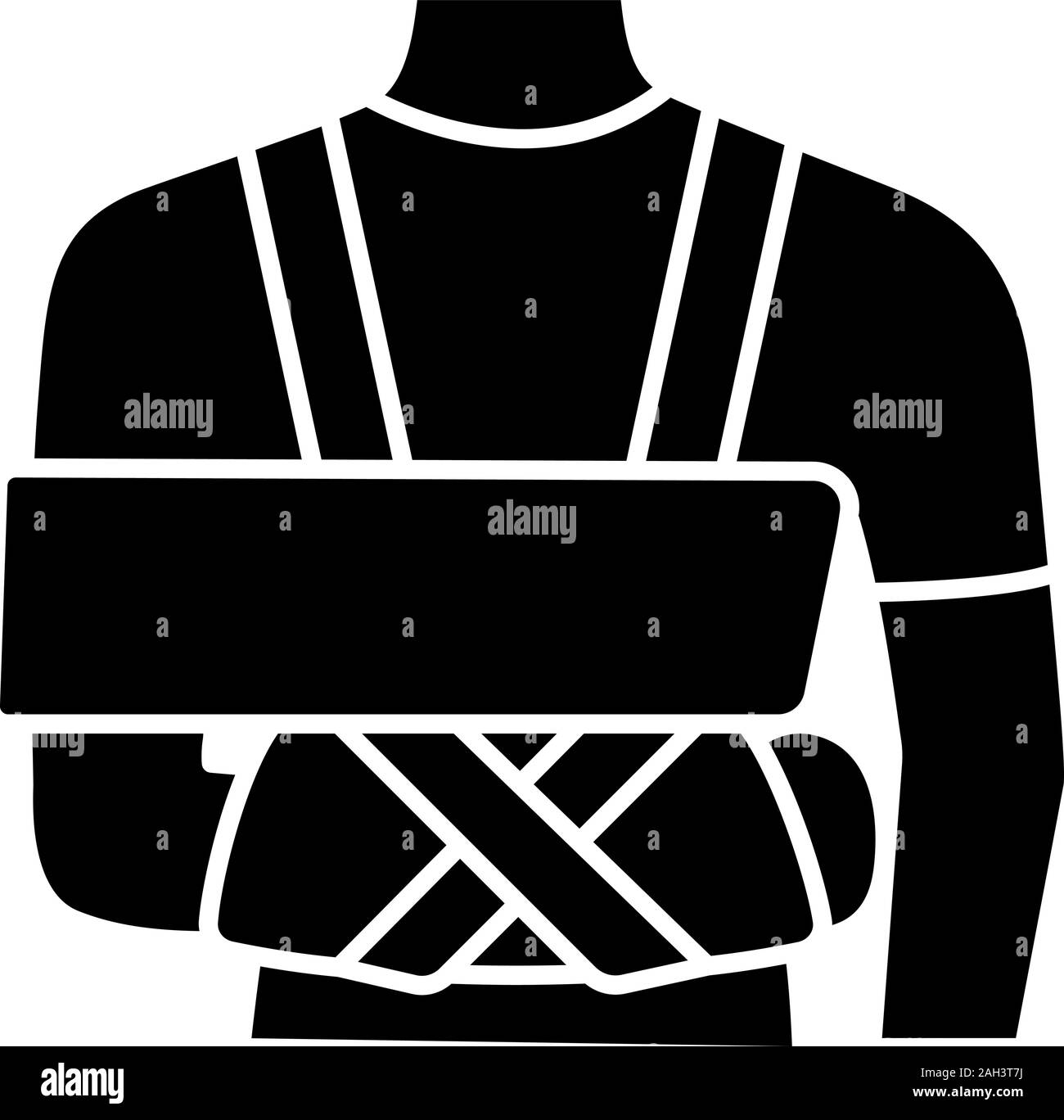 Shoulder immobilizer glyph icon. Sling and swathe. Broken arm, shoulder ...