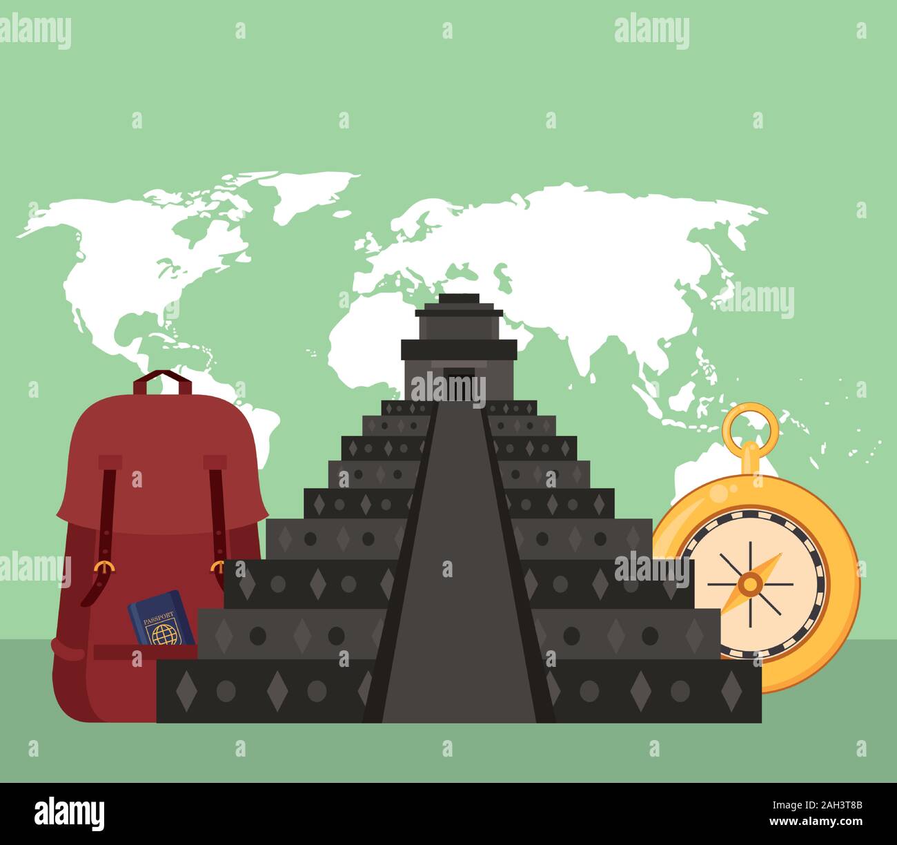 world travel scene with pyramid and icons Stock Vector Image & Art - Alamy