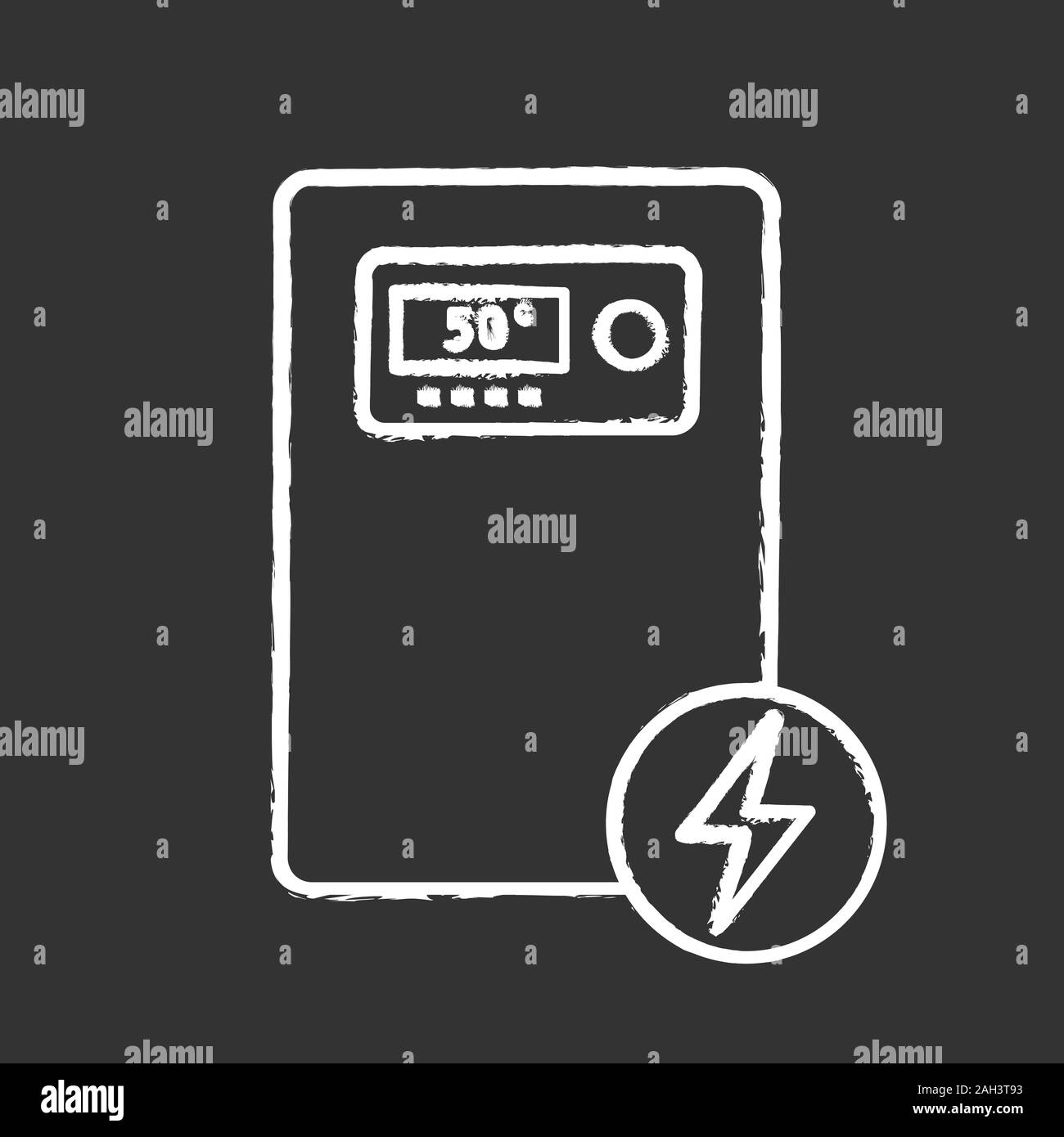 Electric heating boiler chalk icon. House central heater. Heating ...