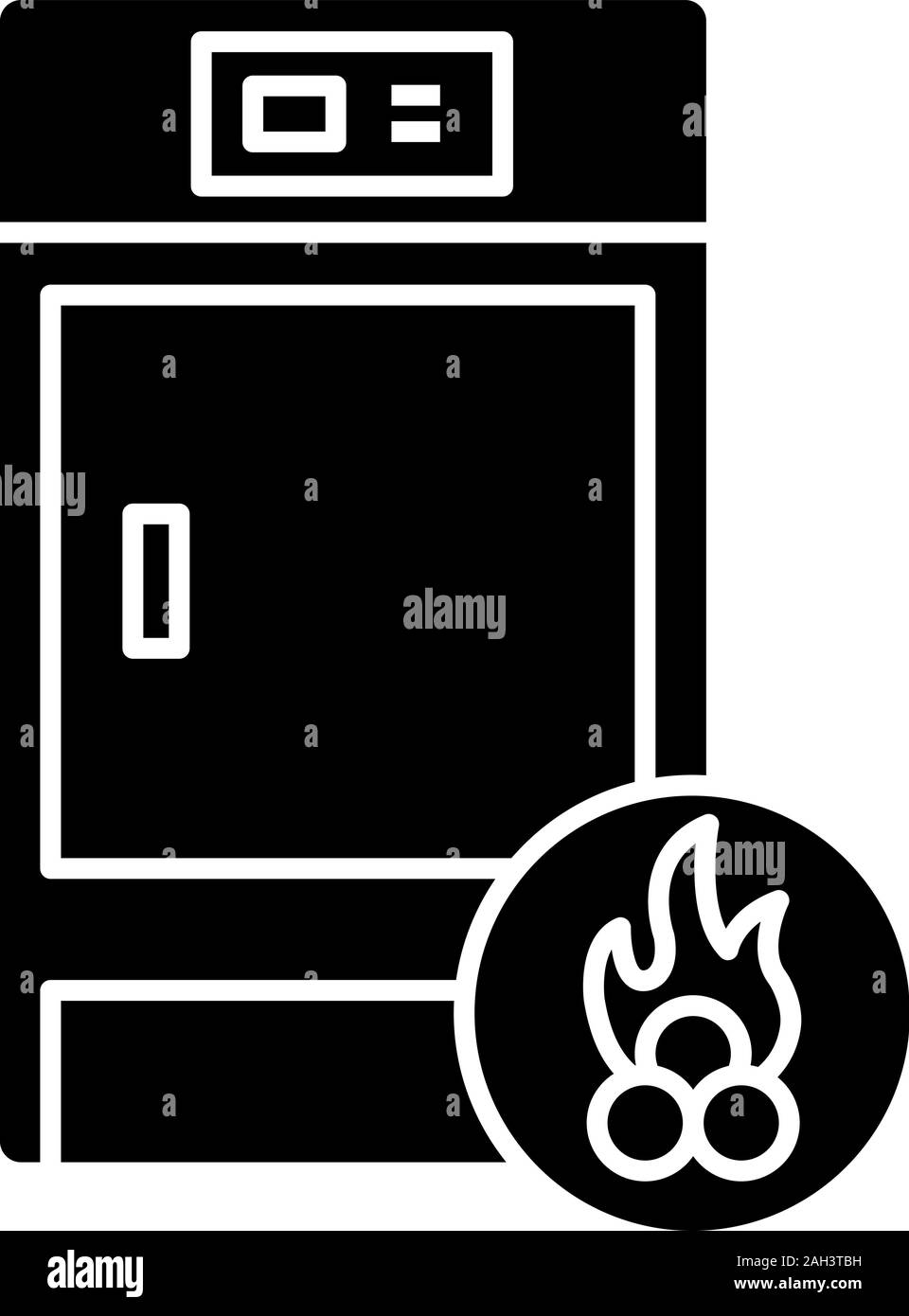 Solid fuel boiler glyph icon. Silhouette symbol. House central heater ...