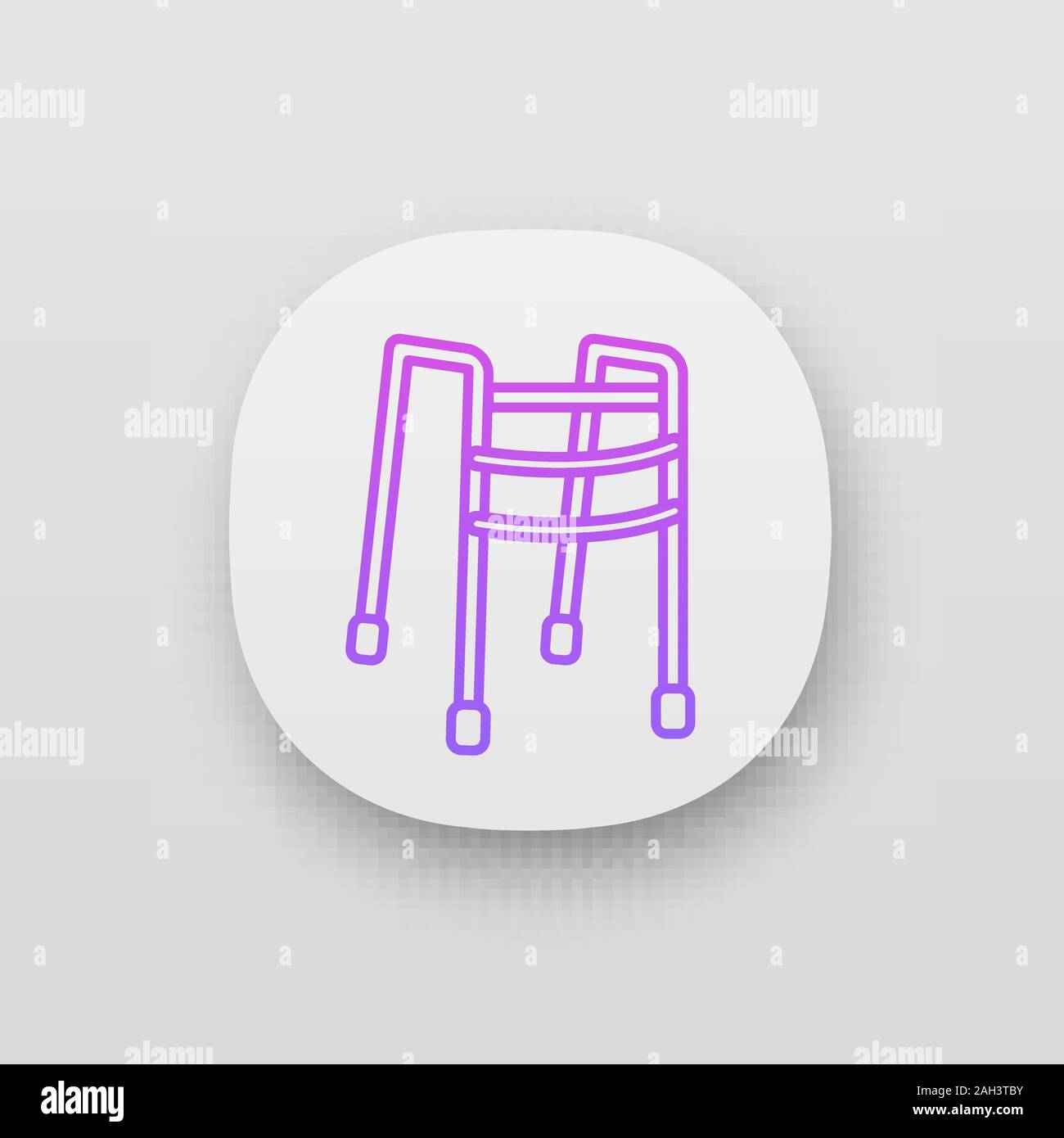 Walker app icon. Walking frame. Mobility aid. Handicap equipment. UI/UX ...