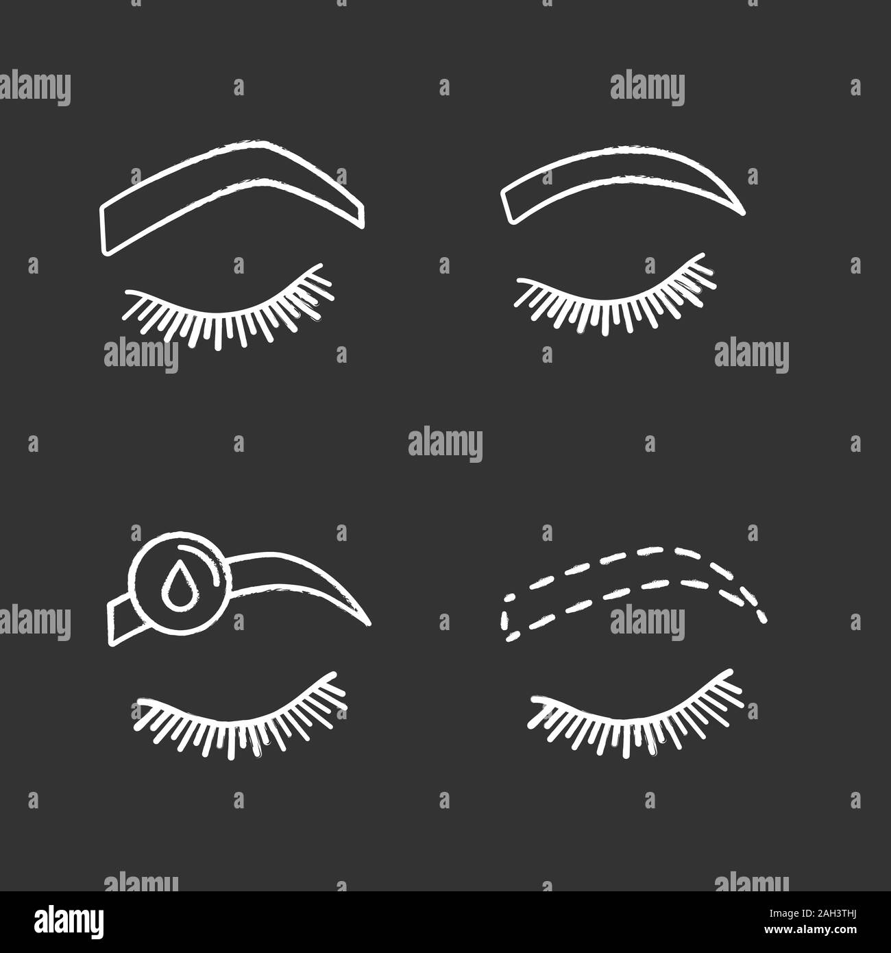 Eyebrows shaping chalk icons set. Steep arched and rounded eyebrows ...